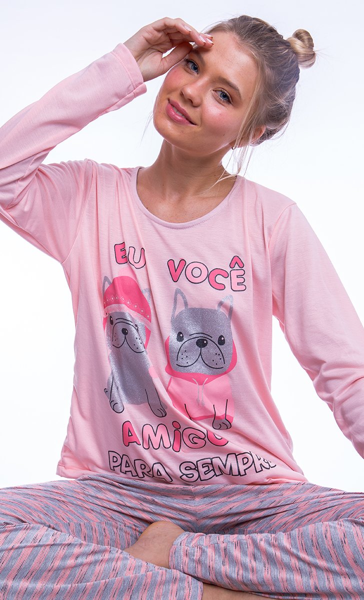 Pijama Feminino Lua Chic Amigos para Sempre