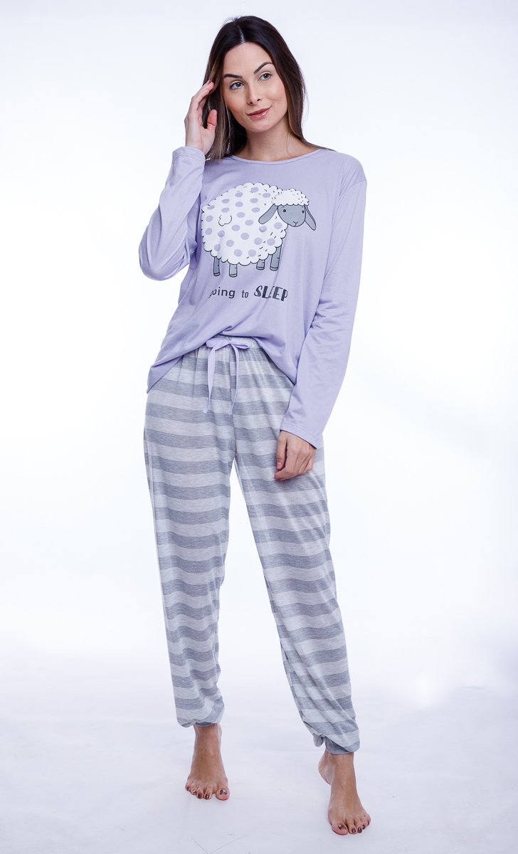 Pijama Feminino Lua Chic Ovelinha Sleep Lilás