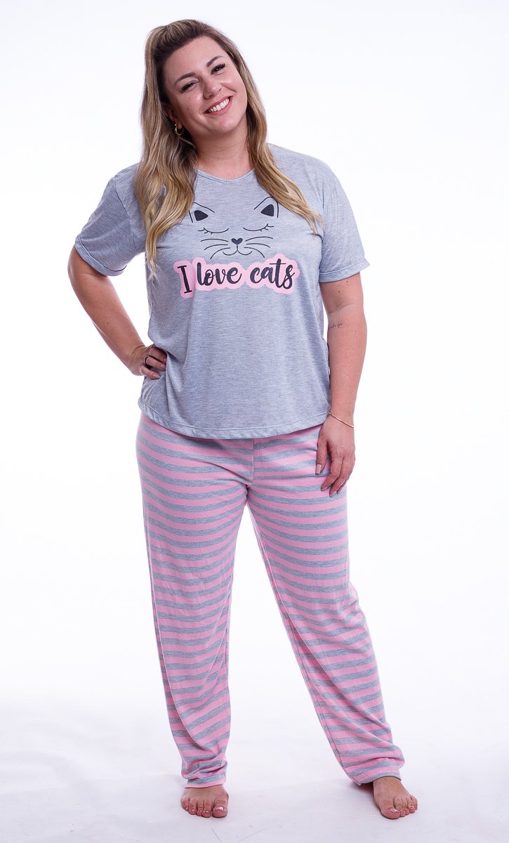 Pijama Feminino Lua Chic I Love Cats