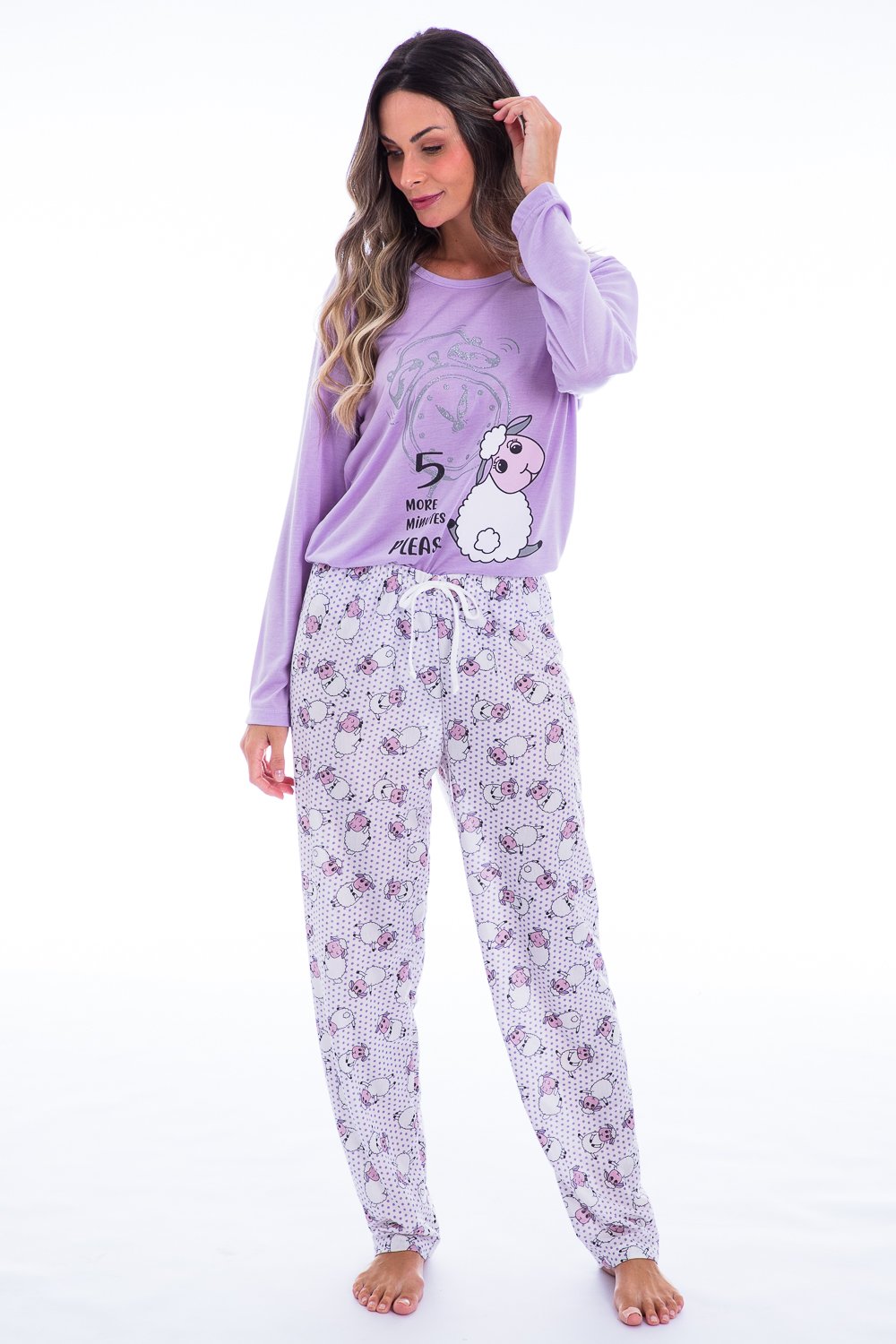 Pijama Feminino Lua Chic Hora de Dormir Lilás