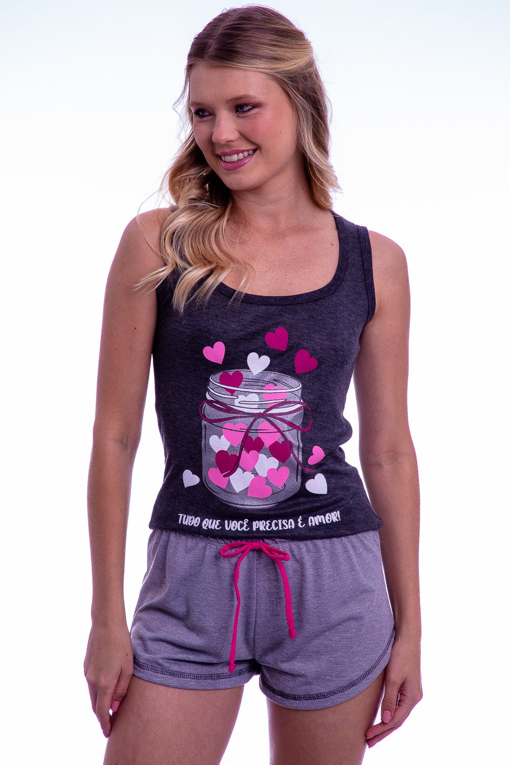 Pijama Feminino Lua Chic Regata Potinho de Amor